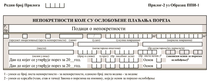 Pravilnik o obrascima poreskih prijava o utvrđenom, odnosno za utvrđivanje poreza na imovinu